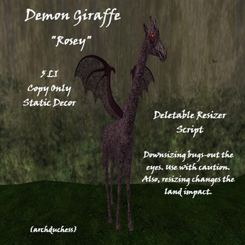 Second Life Marketplace - {archduchess} Demon Giraffe "Rosey"
